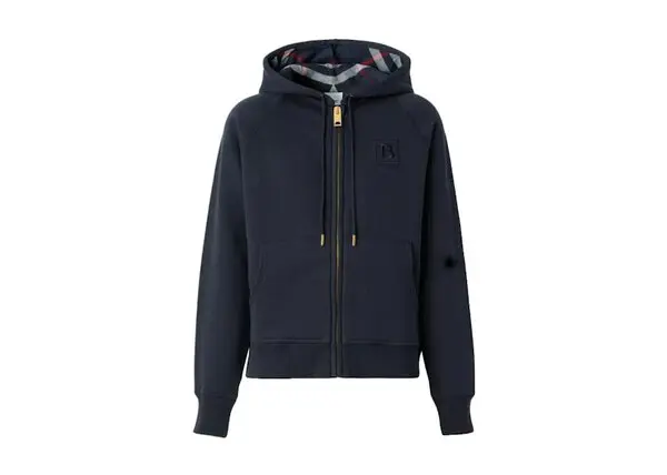 トップス 90s Burberry blue label knit hoodie Burberry Blue Label Logo Embroidered Hoodie Zipper Nova Check